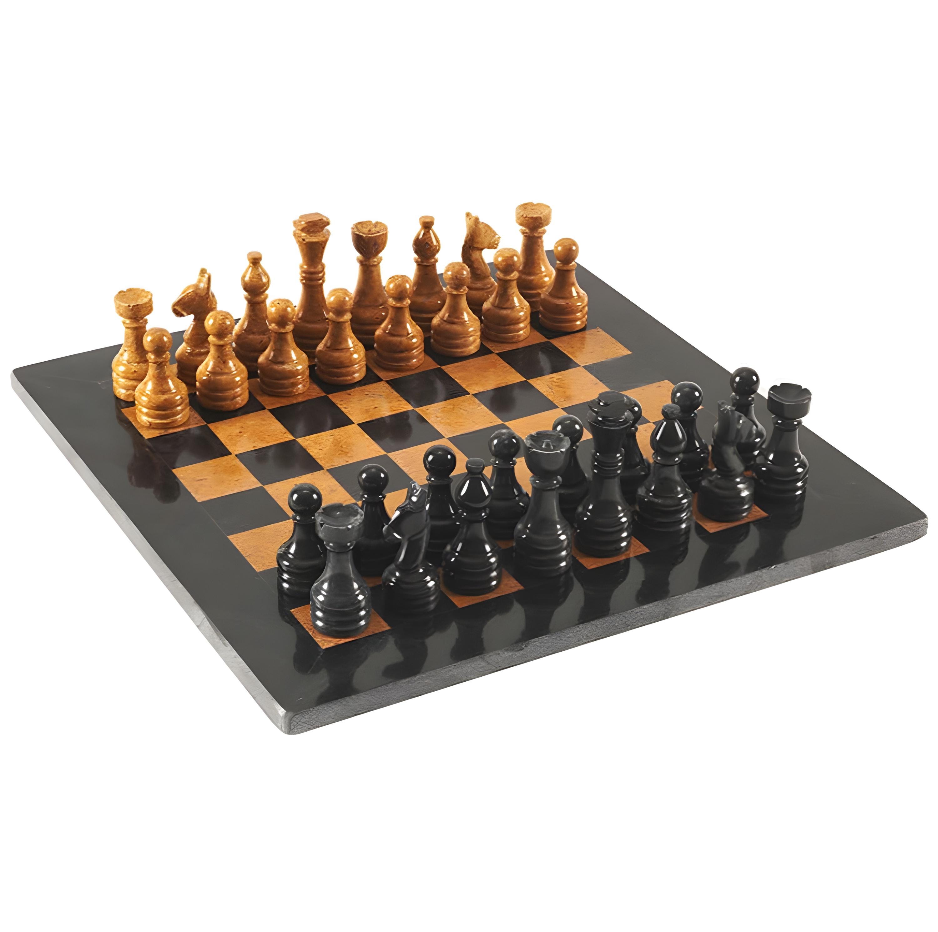 15 Inch Black & Golden Chess Set With Box,marble Chess Set,onyx Chess ...