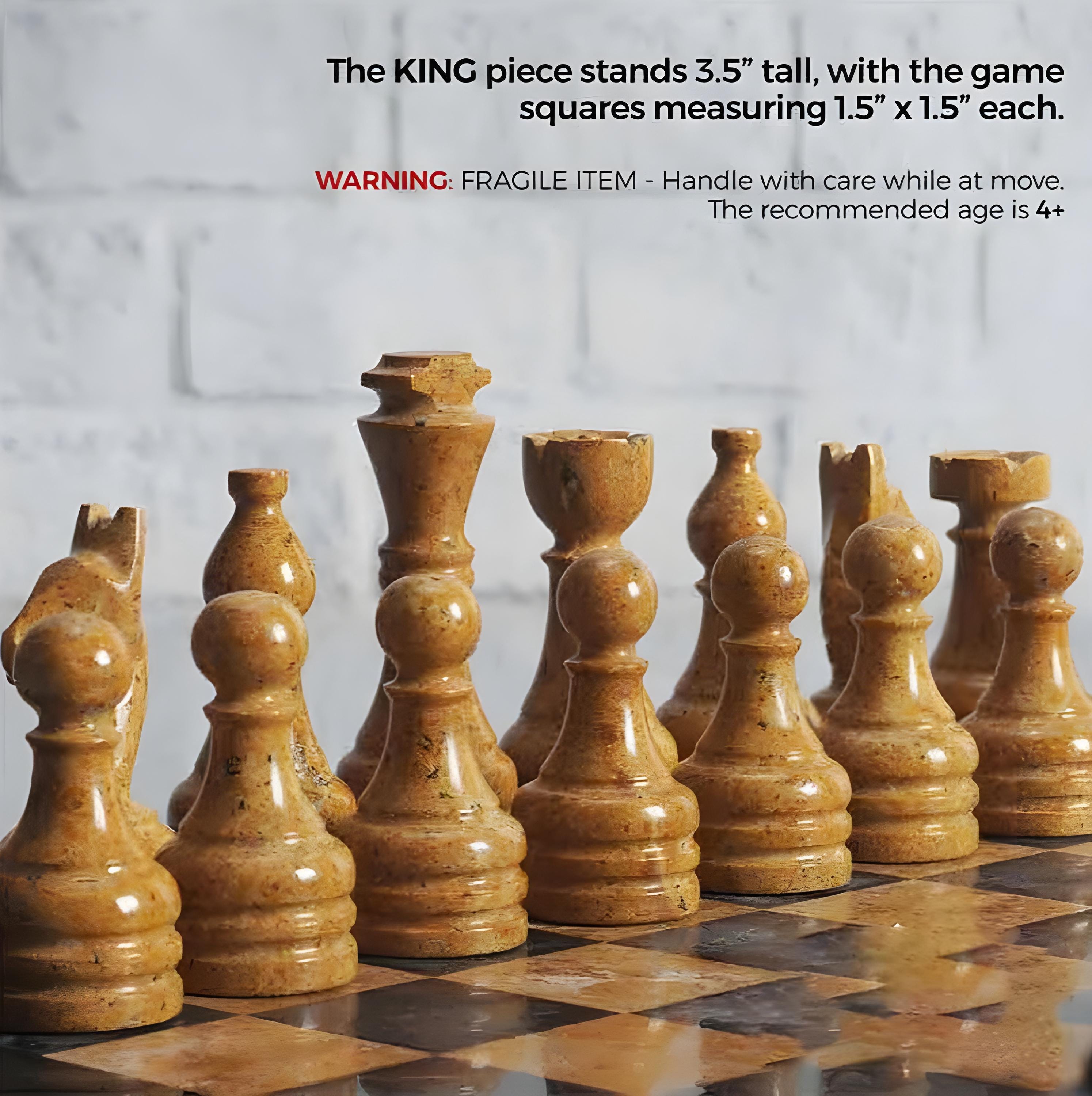 15 Inch Black & Golden Chess Set With Box,marble Chess Set,onyx Chess ...