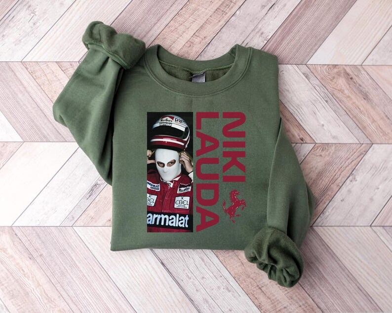 Retro Niki Lauda Racing Sweatshirt – Vintage F1 Driver Graphic Crewneck ...