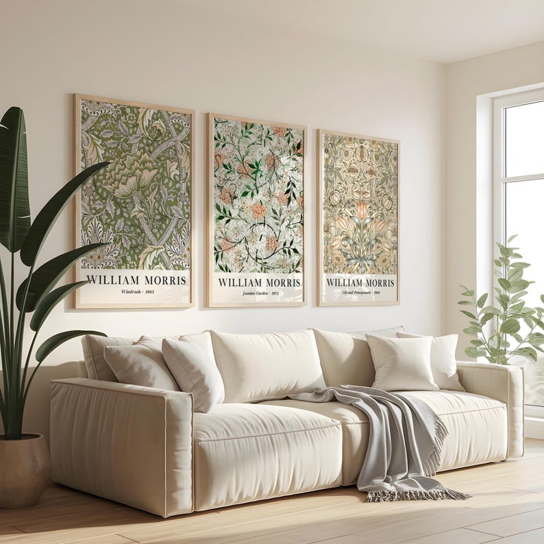 William Morris Print Wall Art Trio: Arts and Crafts Floral Set - Etsy