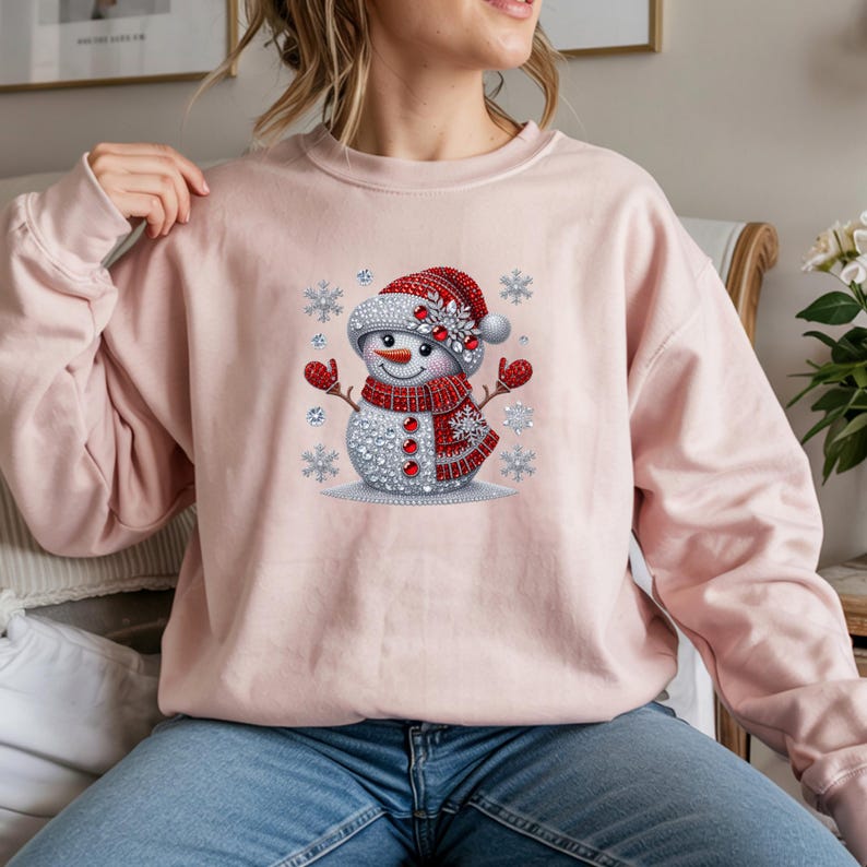Rhinestone Snowman DTF Transfer: Ready to Press, Jeweled Winter ...