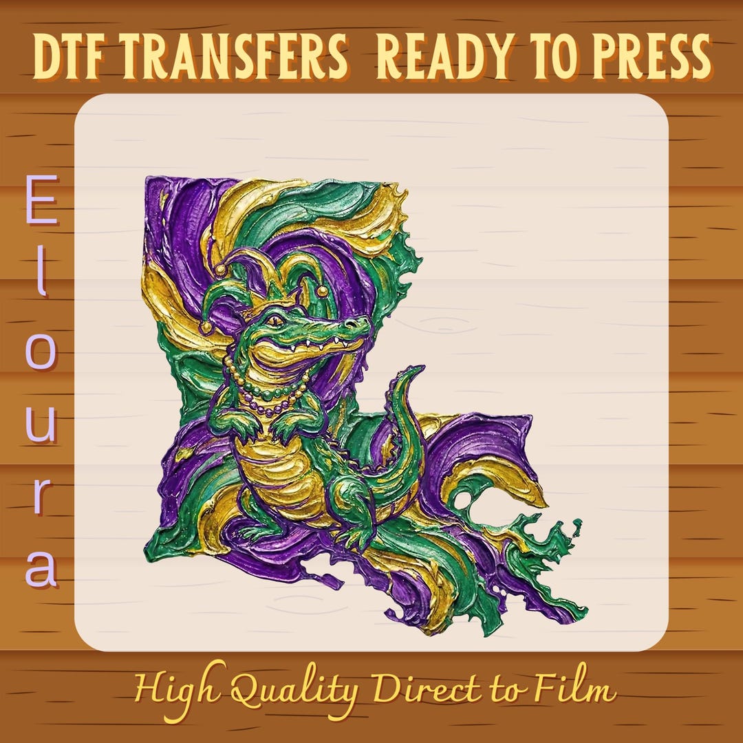 Louisiana State Alligator Dtf Transfers: Ready to Press, Brushstroke ...