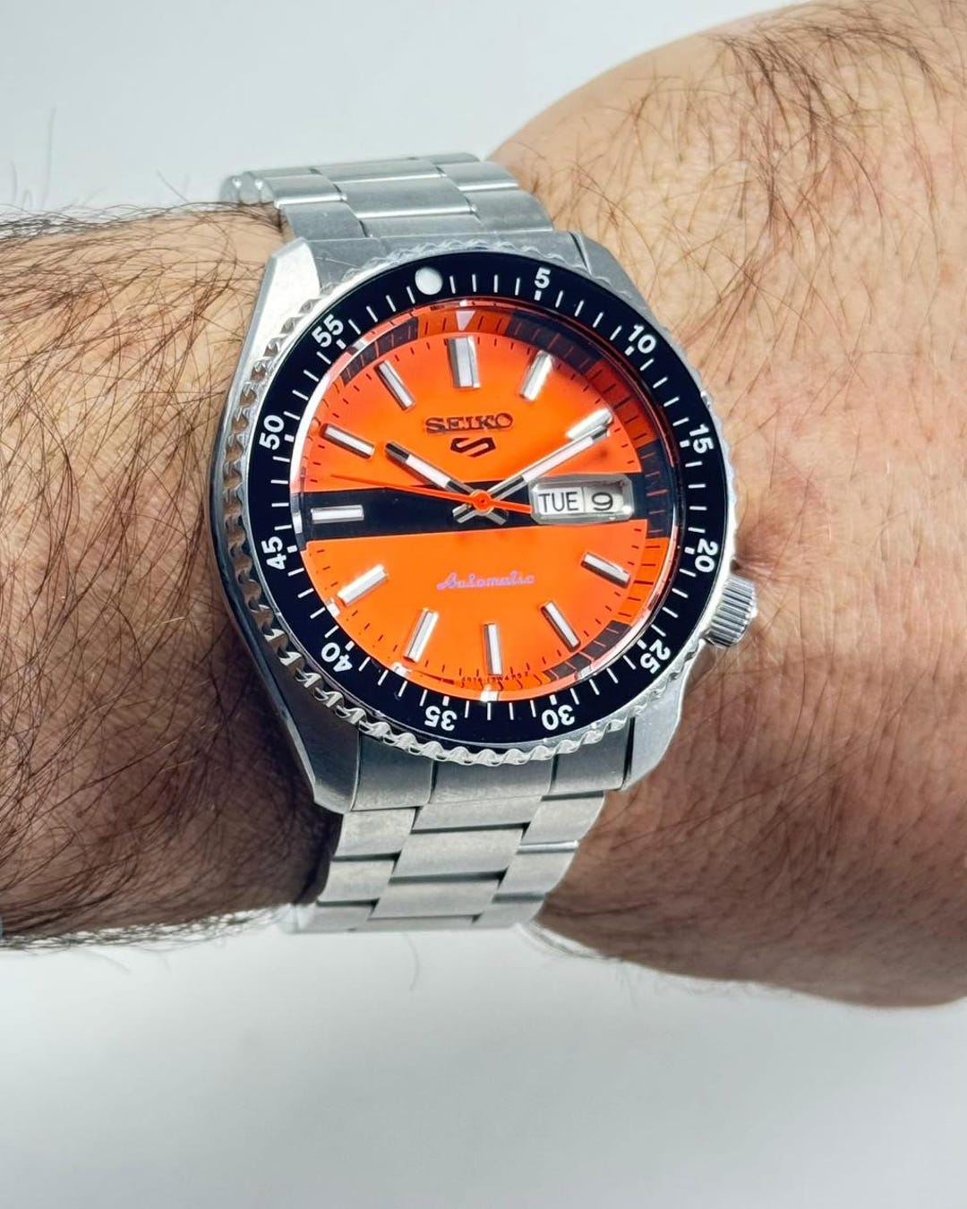 Seiko 5 Sports Diver Mod: Orange Dial Automatic Stainless Steel Watch ...