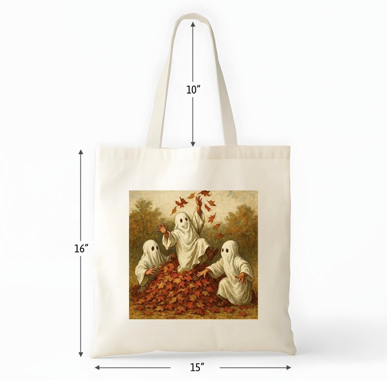 Tote Bag - Ghosts Playing in Leaves, Halloween, Trick or Treat, Spooky ...