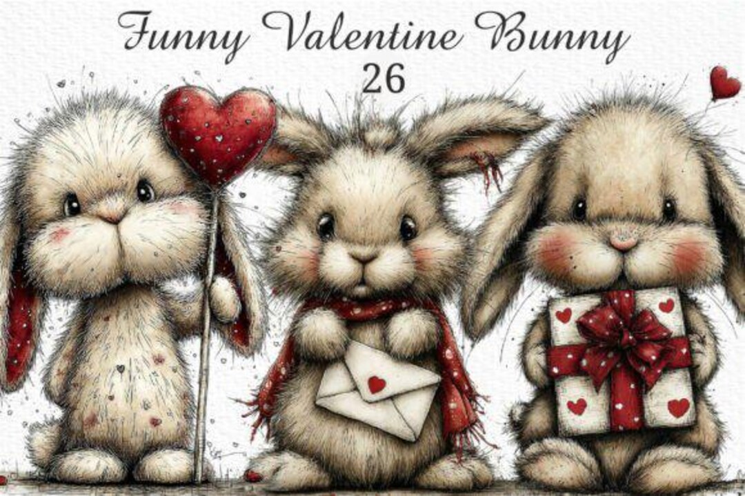 Funny Valentine Bunny Clipart, PNG Bundle, Commercial Use, Printable - Etsy