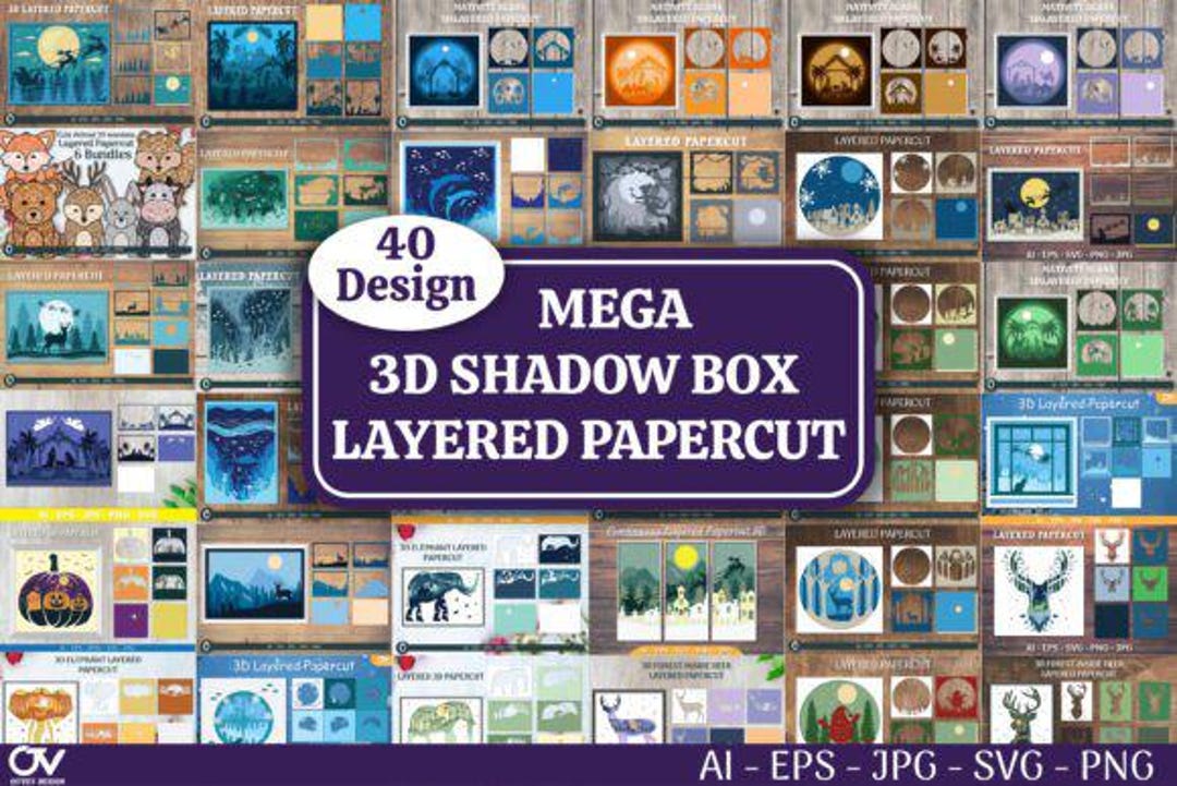Mega Bundle 3D Shadow Box Svg, PNG Bundle, Commercial Use, Printable - Etsy