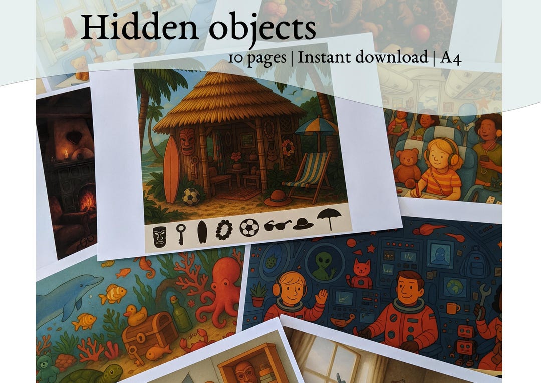Hidden Objects Game: I Spy Printable Activity for Kids (PDF Download ...