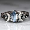 Moonstone Engagement Ring- Sterling Silver Triple Moon Phase Celestial ...