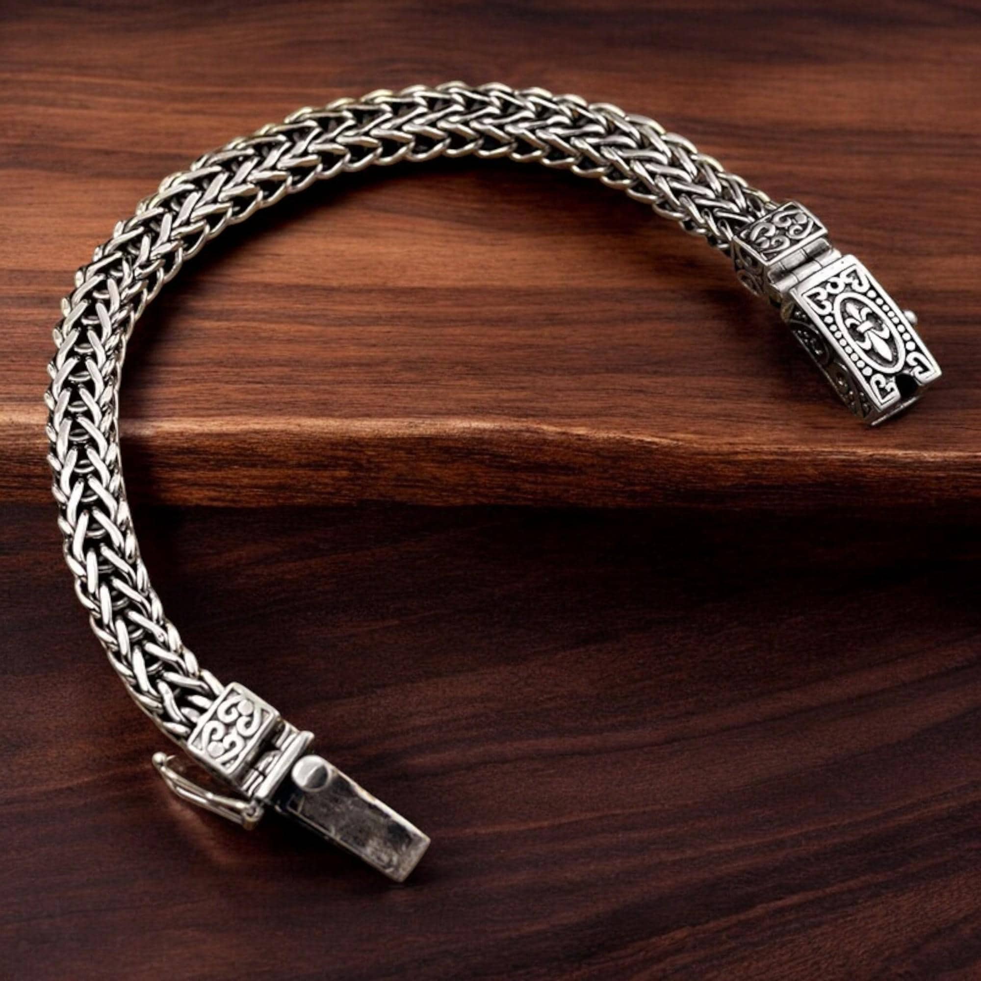 Copper Dragon Bone Chain Bracelet, Vintage Double Chain Bangle, Unisex ...