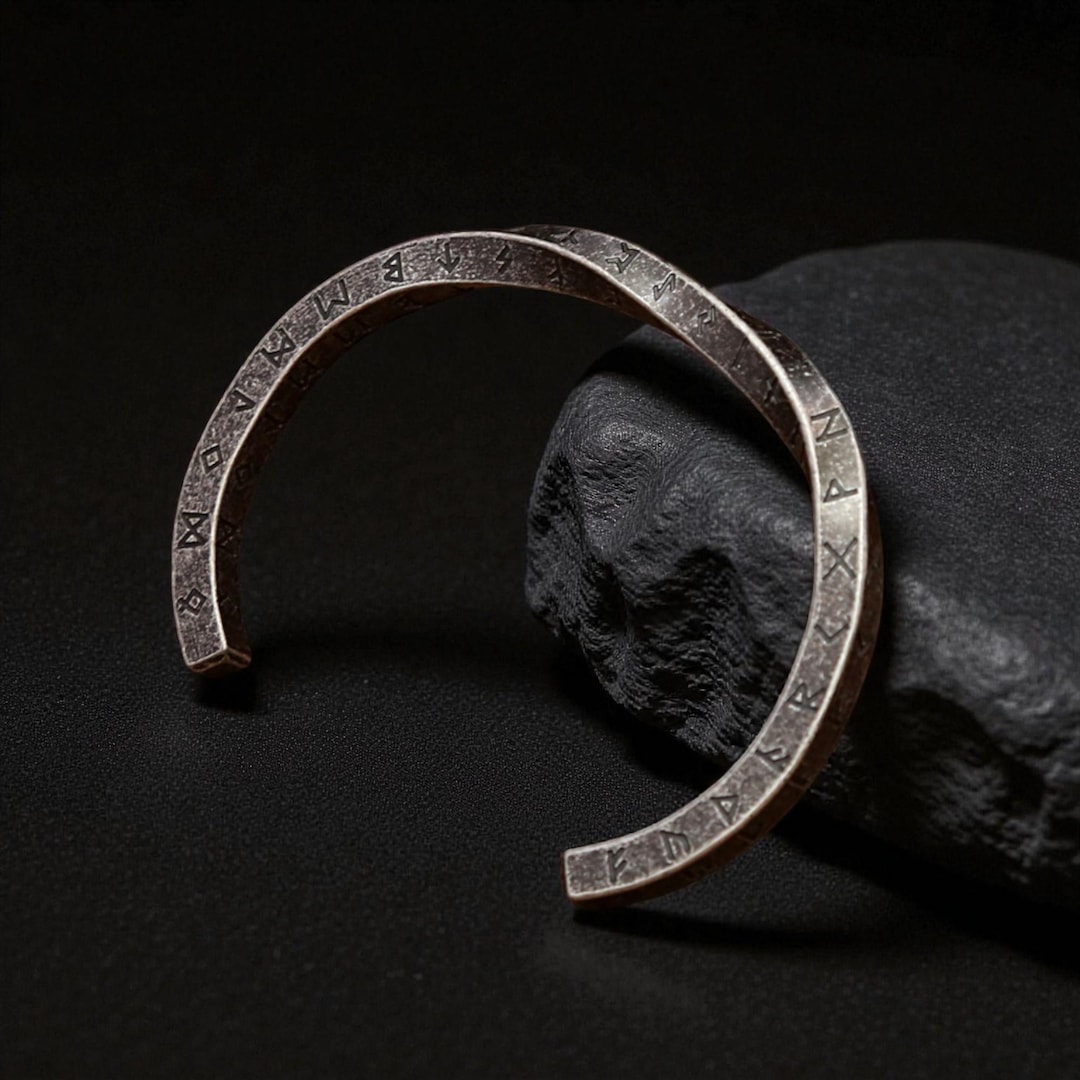 Viking Rune Mobius Bracelet – 316L Stainless Steel Gothic Nordic Cuff ...