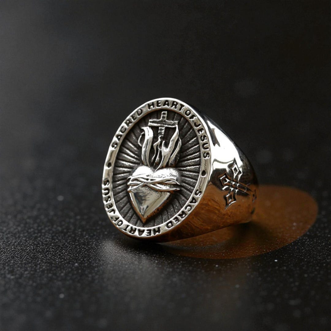 Gothic 316L Steel Cross Ring Men’s Religious Punk Christian Amulet ...