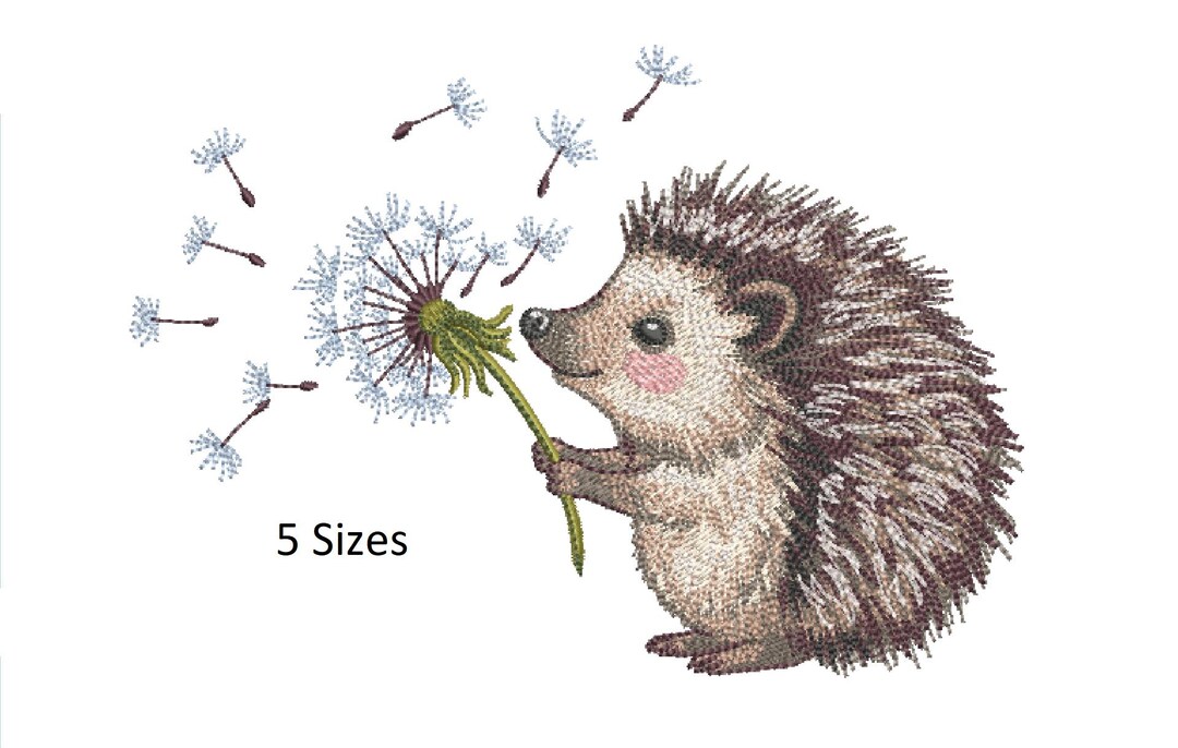 Hedgehog With Dandelion, Machine Embroidery Design, Hedgehog Embroidery ...