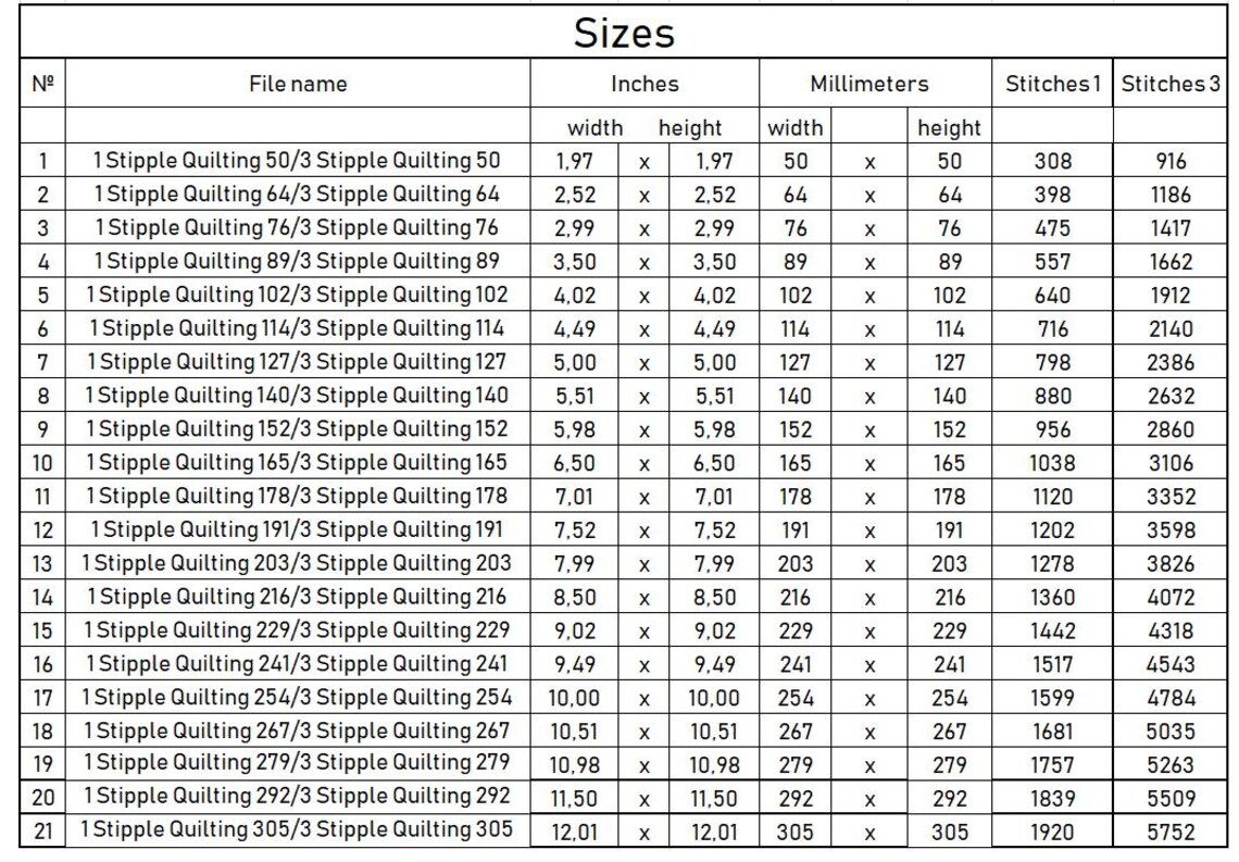 Stipple Quilt Block Machine Embroidery Design Files, 21 Size, Single ...