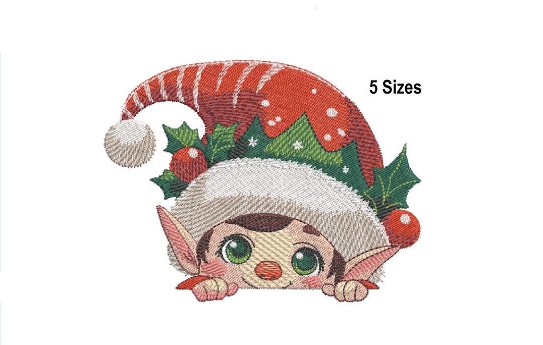 Cute Elf Embroidery Design, Split Elf Embroidery, Christmas Embroidery ...