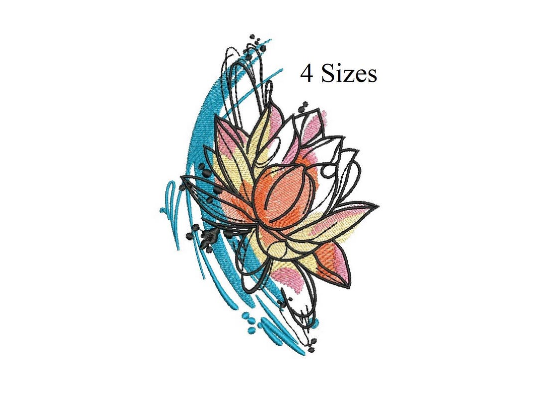 Watercolor Lotus, Machine Embroidery Design, Embroidery Designs ...