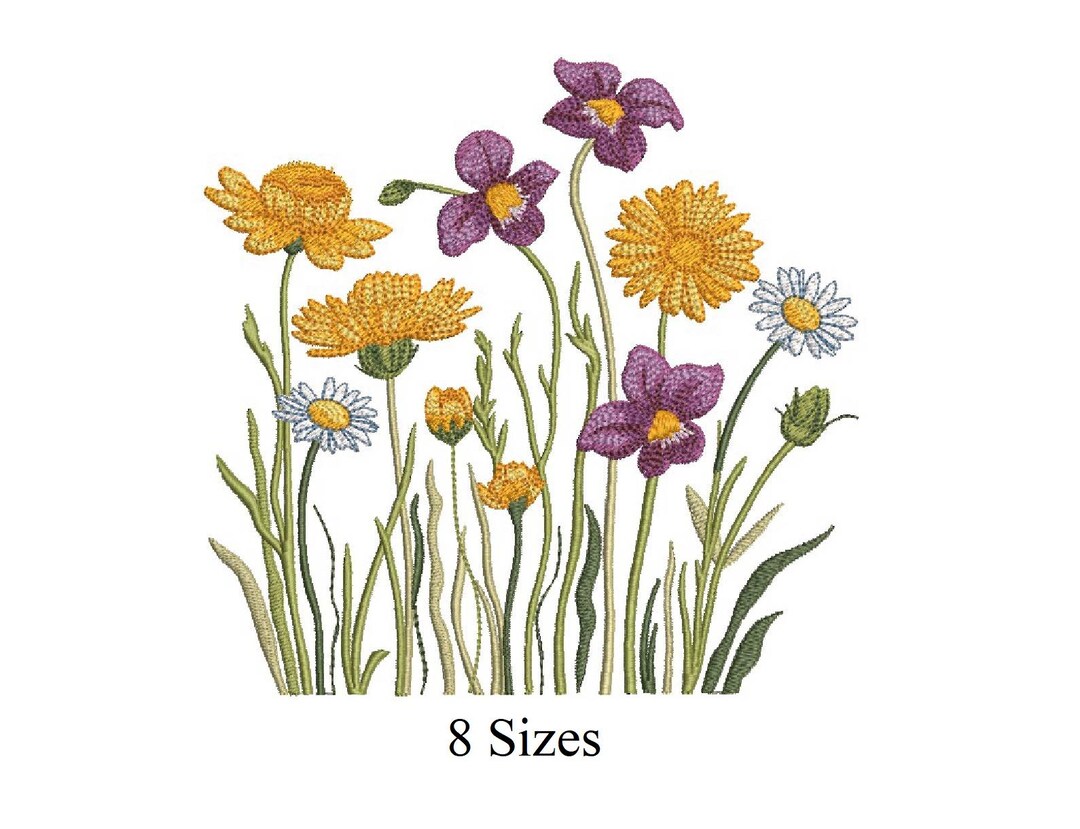 Wildflowers Embroidery Designs, Meadow Embroidery, Modern Spring Summer ...