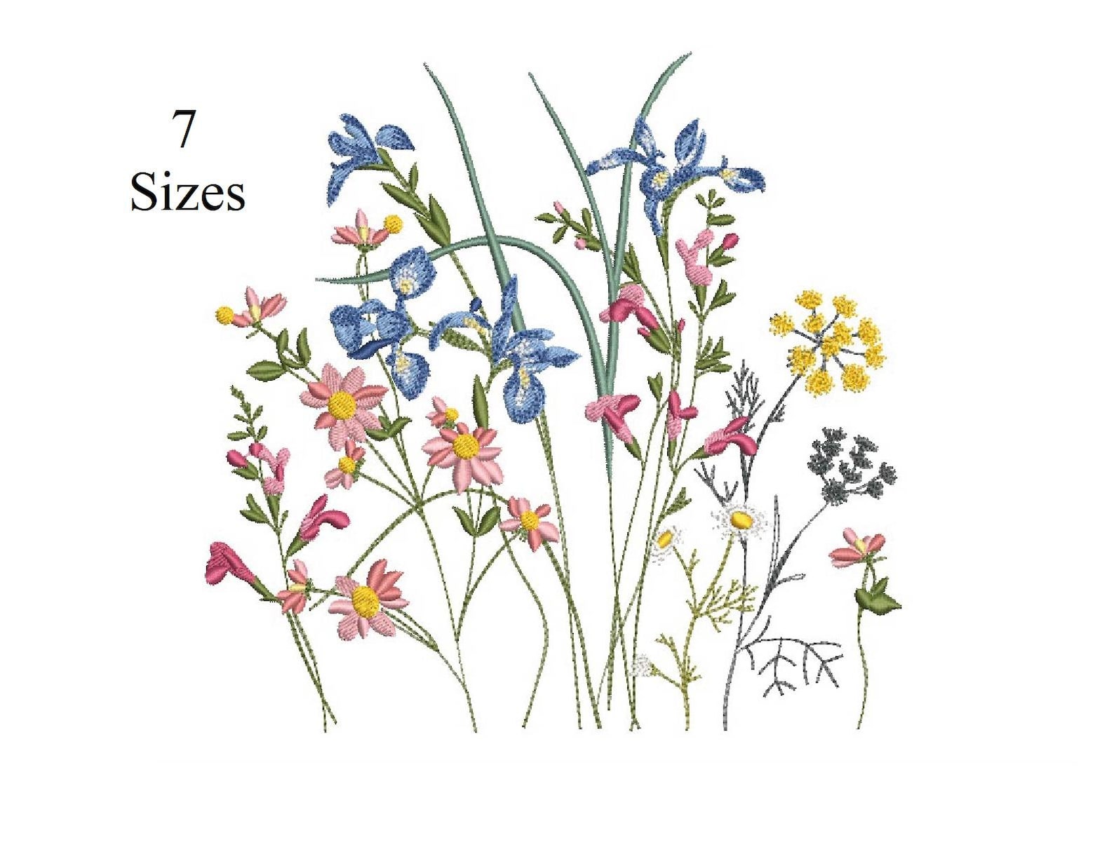 Wildflowers Embroidery Designs, Meadow Embroidery, Modern Spring Summer ...