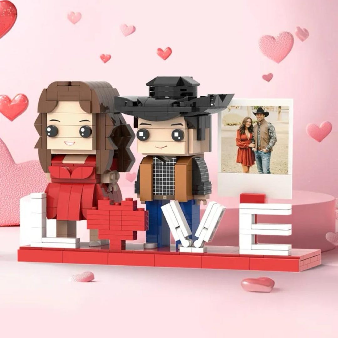 Custom Couple Brick Figurine With LOVE Base, Personalized Wedding Gift ...