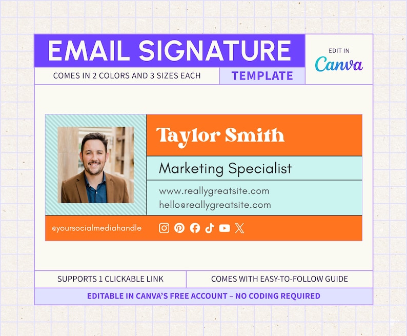 E-mail Signature Design Template Professional Personal Branding Canva ...