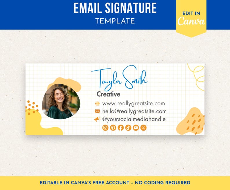 E-mail Signature Design Template Professional Personal Branding Canva ...