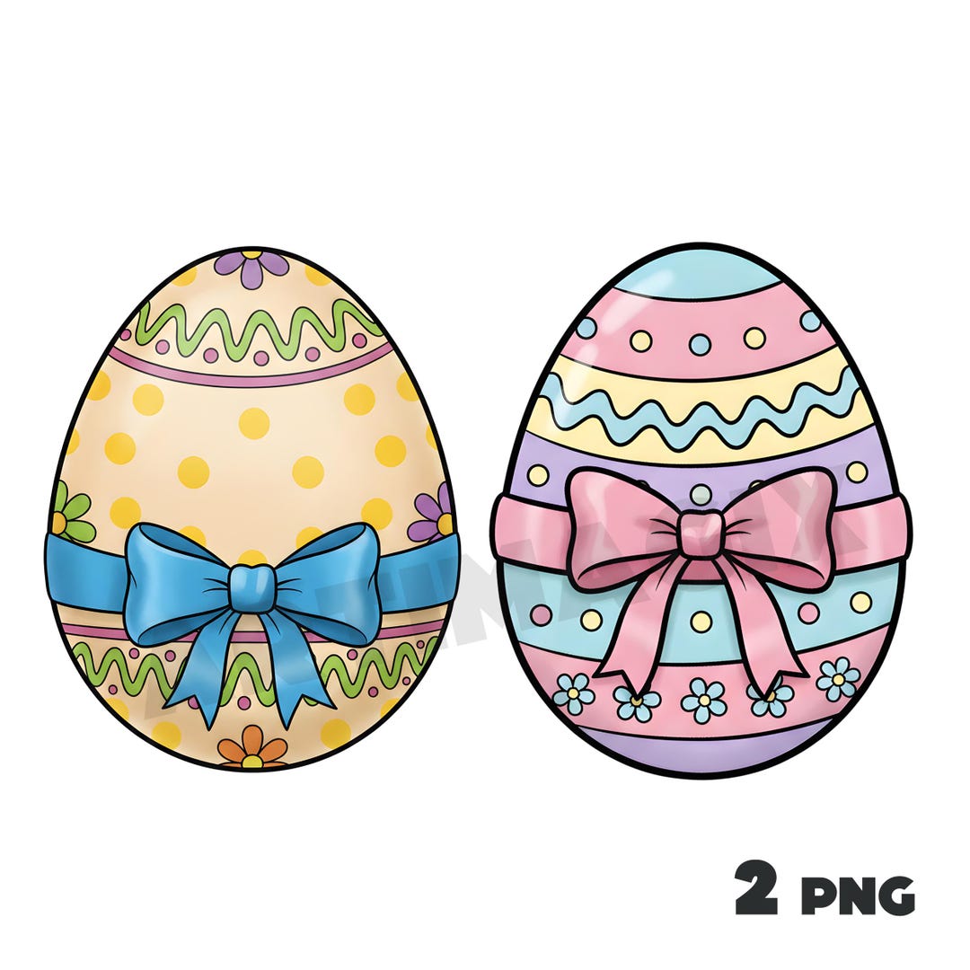 Easter Egg Clipart 2 Png, Cartoon Digital Art - Etsy