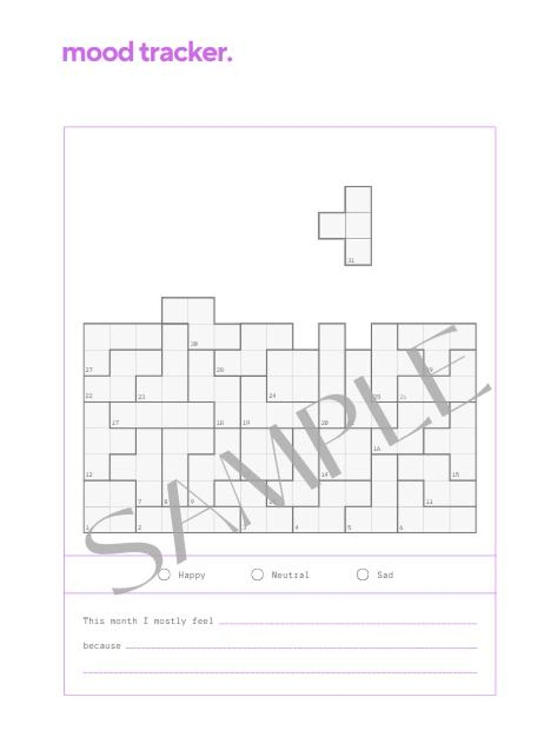 Blocks Mood Tracker Printable | Monthly Mood Journal, Mental Health ...