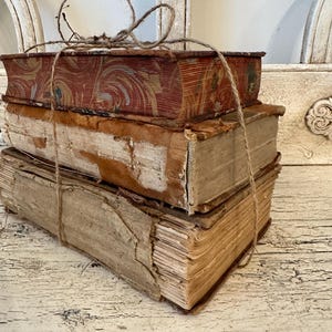 Farmhouse Tattered Book Stack Antique Book Bundle Rustic Home Decor Distressed Victorian Era ...