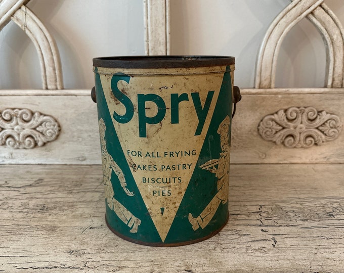 Vintage Lard Tin - Spry Brand Lard - Green and White Advertising Tin ...
