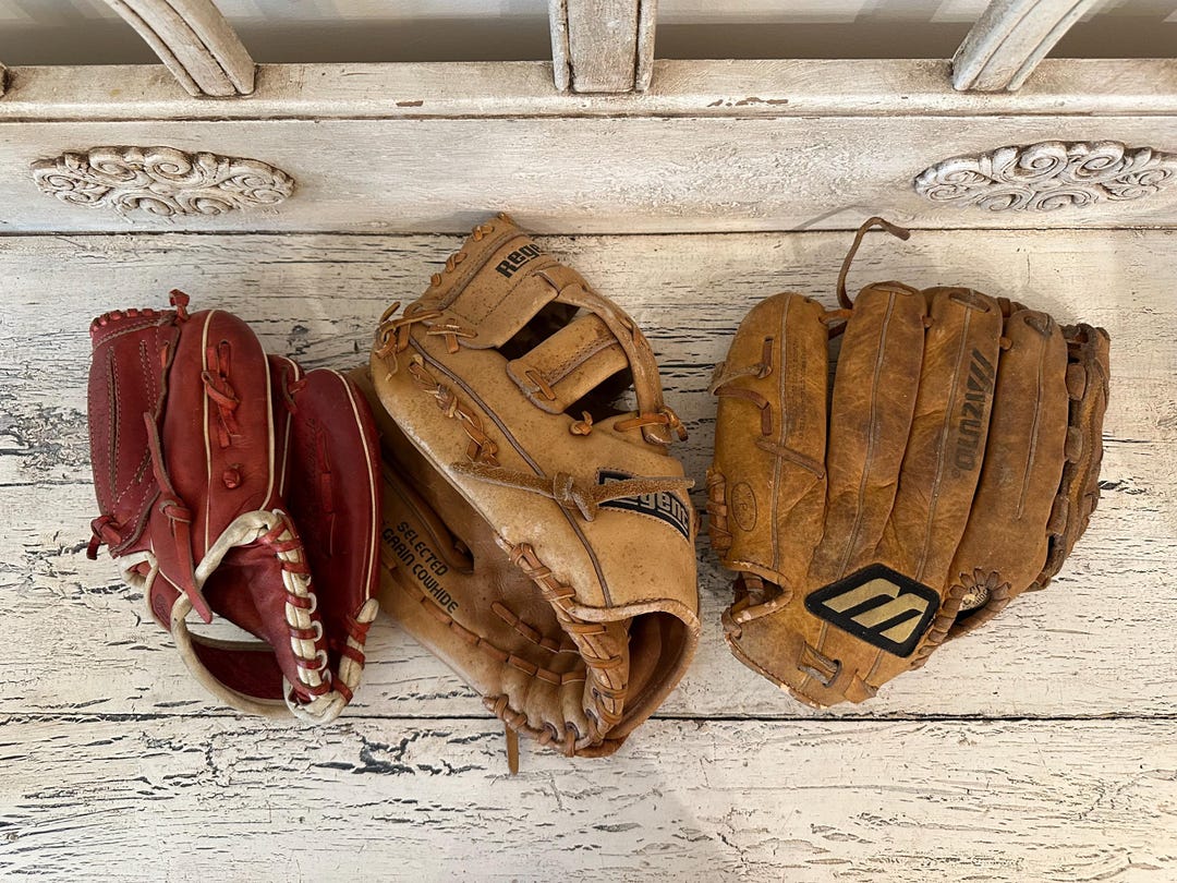 Pile of Vintage Leather Baseball Gloves - Rustic Decor - Child's Room ...