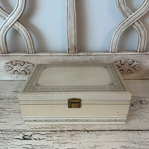 Vintage Jewelry Box With Original Key Mele White and Blue Tiered ...