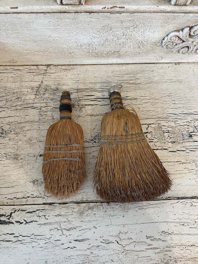 Vintage Whisk Brooms - Natural Straw Bristle Workshop Brooms - Set of 2 ...