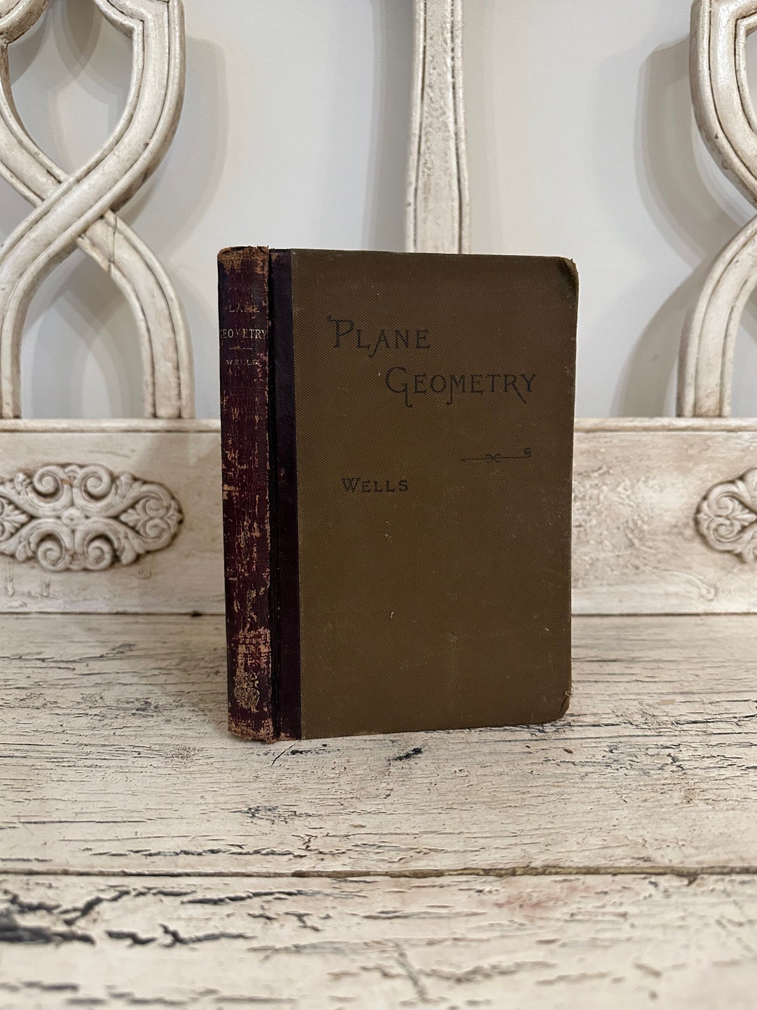 Antique School Math Book - Plane Geometry, 1886 - Tattered and ...
