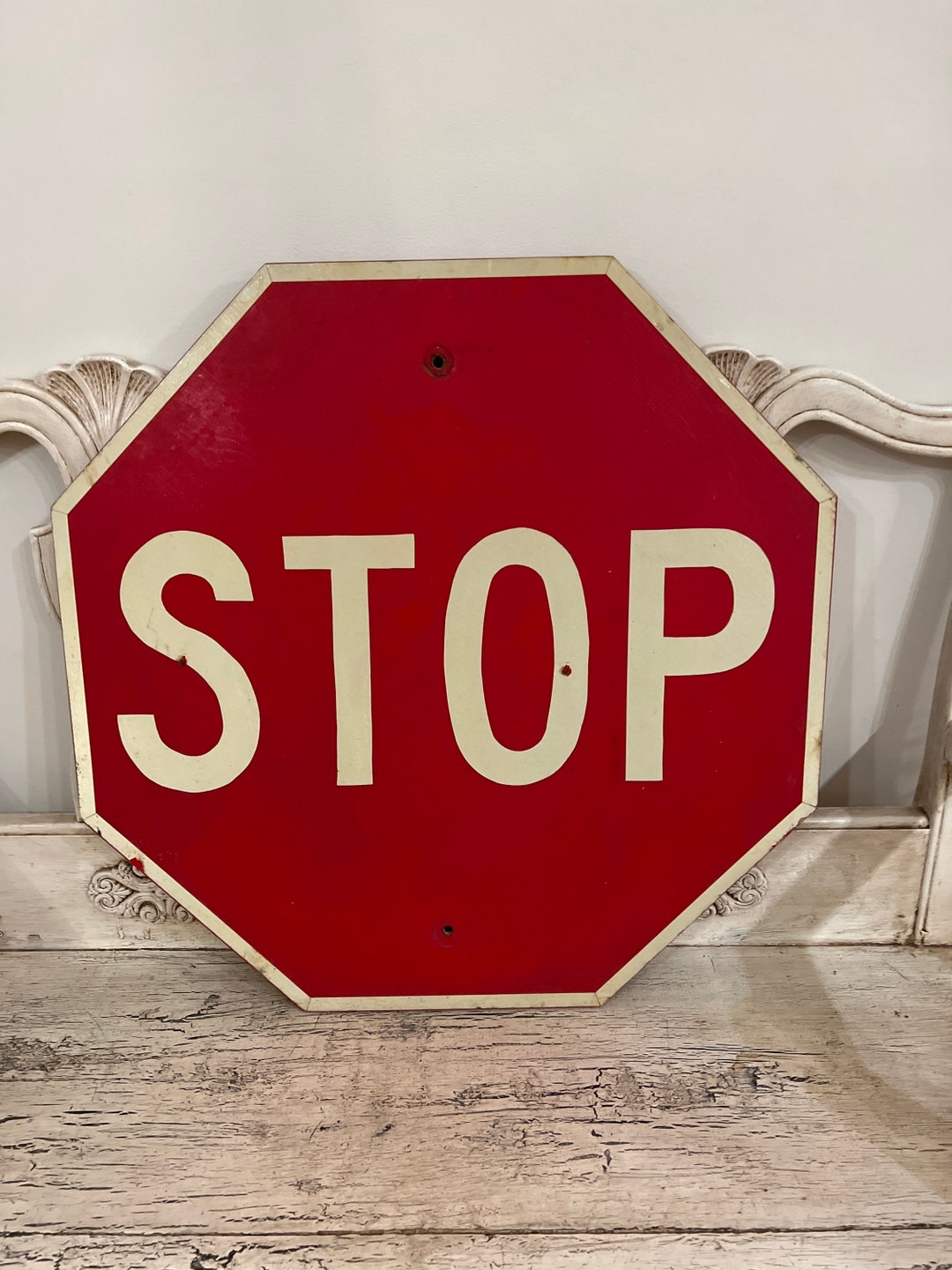 Vintage Wood Stop Sign Single Sided Rustic Scratched and - Etsy