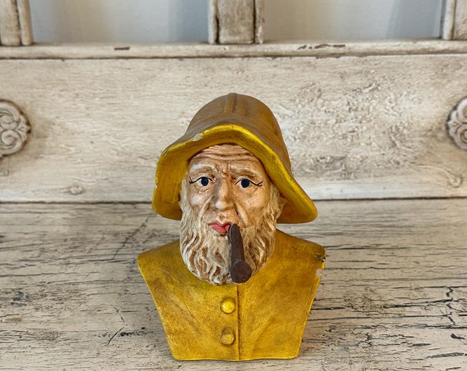 Vintage Sea Captain Head Bust - Kitschy, Distressed - Nautical Cabin ...