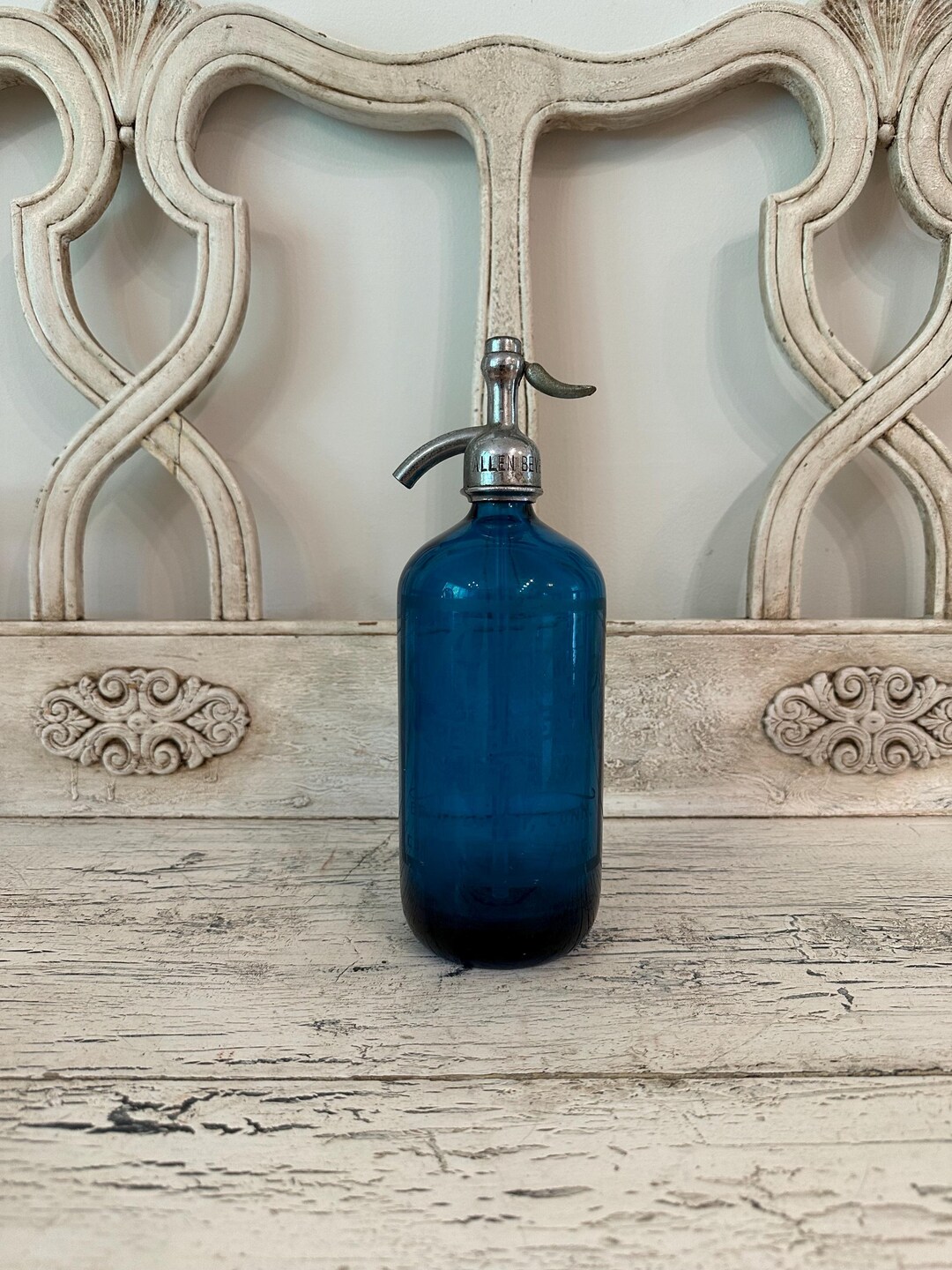 Vintage Blue Glass Seltzer Bottle - Allen Beverages, Bridgeport, CT ...