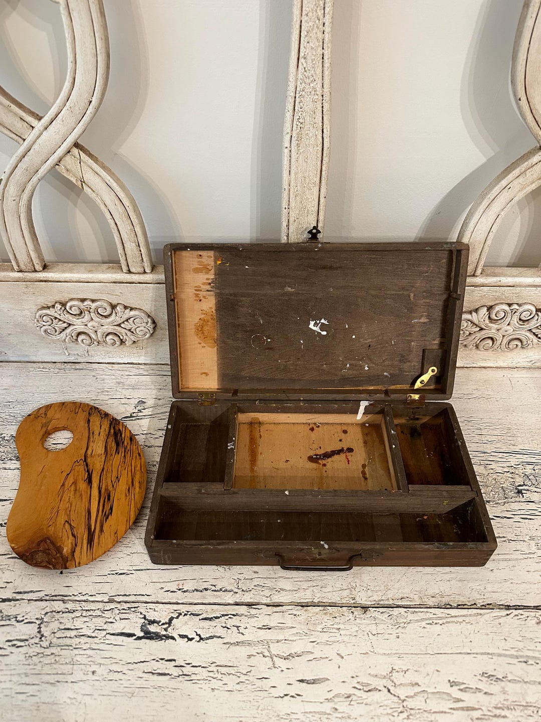 Vintage Wooden Painters Box - Small Travel Size - Rustic Art Case for ...