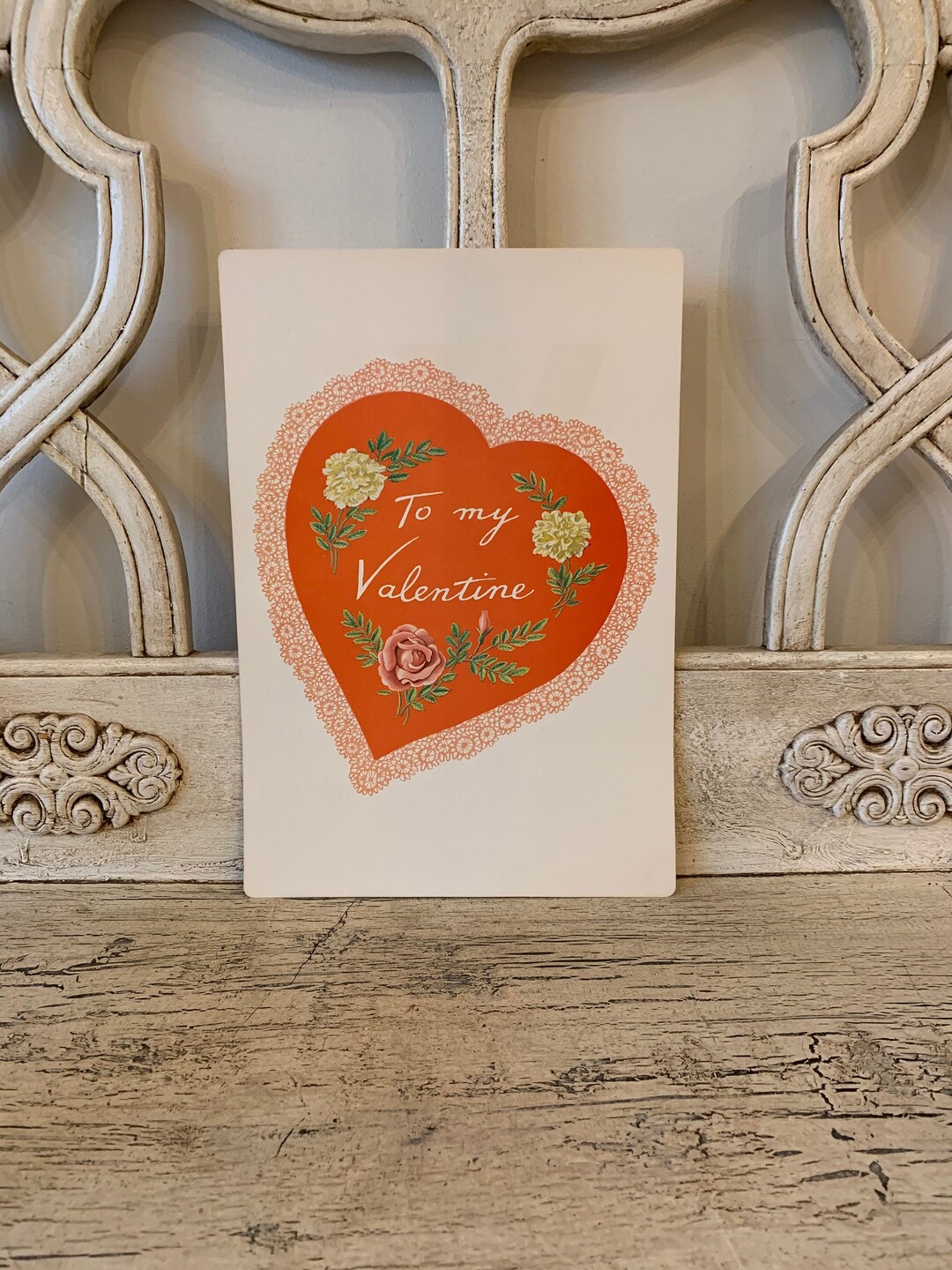 Vintage Alphabet Flash Card Letter V Valentine Picture Flash Card Large ...