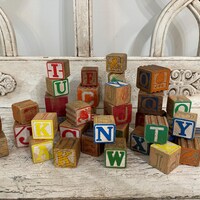 Antique, Wooden Letter Blocks. Set of 10 - Etsy