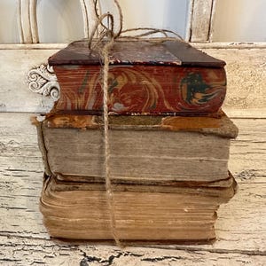 Farmhouse Tattered Book Stack Antique Book Bundle Rustic Home Decor Distressed Victorian Era ...