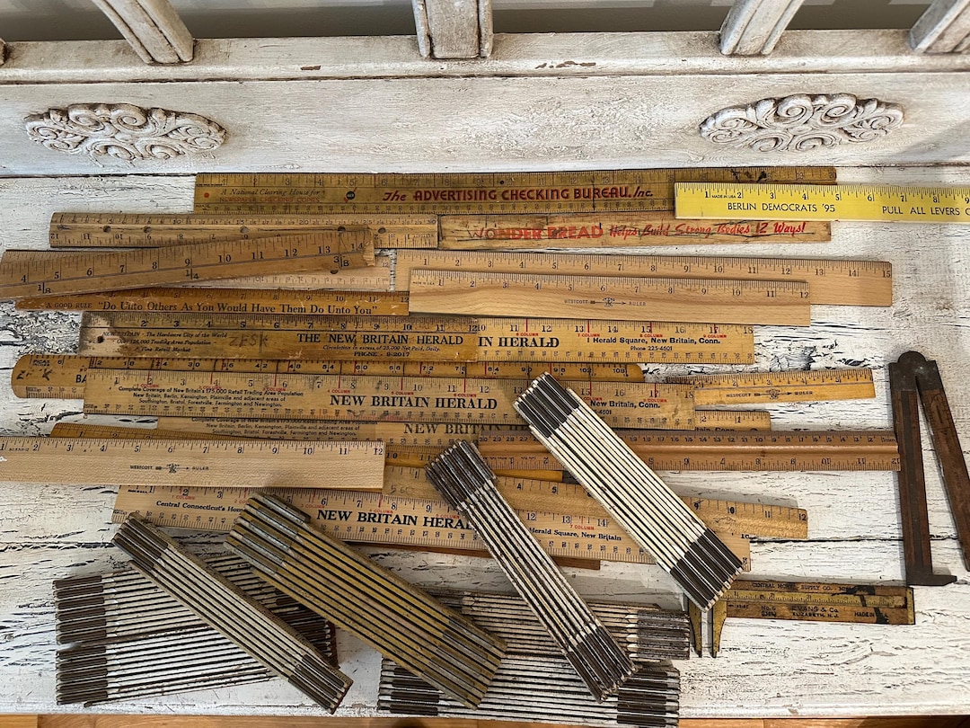 30 Vintage Rulers - Wooden Rulers Mixed Lot - Fun Folding, Advertising ...