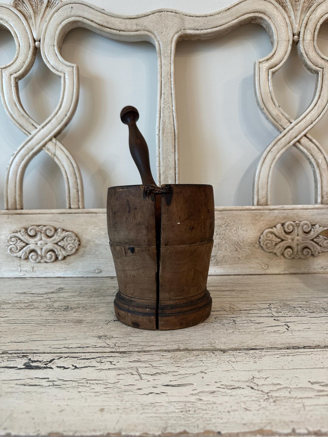 Large Antique Wooden Mortar and Pestle - Needs TLC - Rustic, Farmhouse ...