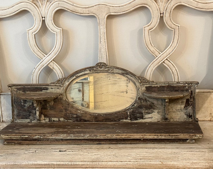 Antique Victorian Shelf With Mirror - Distressed, Shabby Salvaged ...