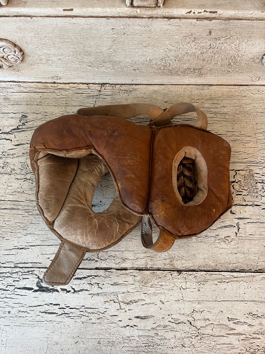 Vintage Leather Boxing Headgear Tattered and Distressed - Etsy