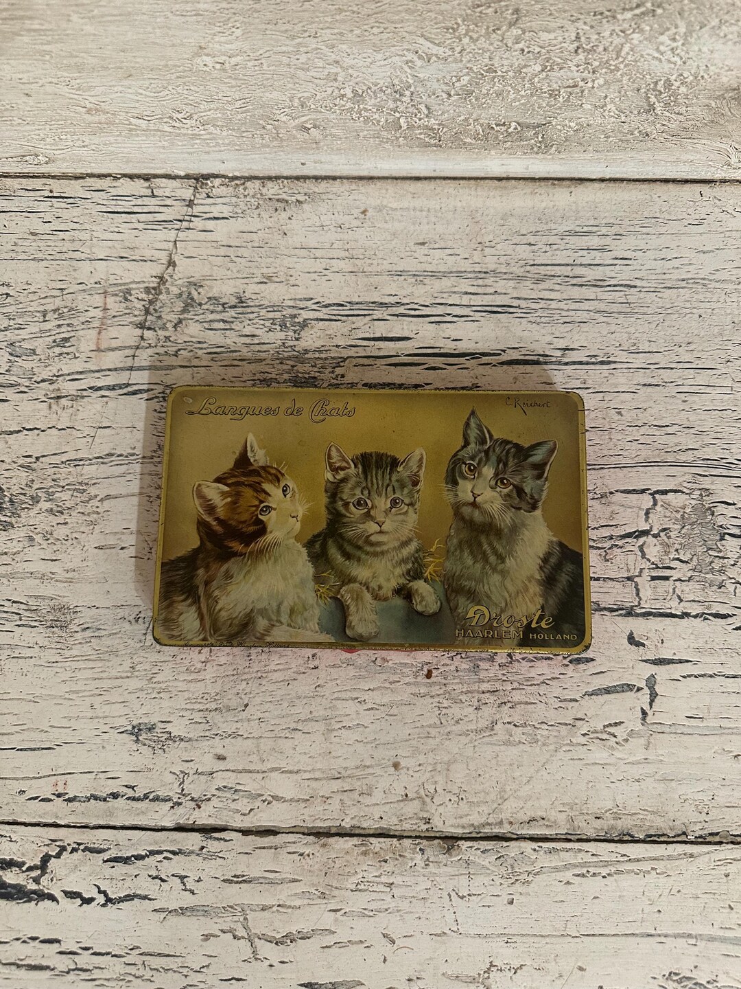 Vintage 1940's Candy Tin - Cats - Small, Distressed Tin - Holland - Etsy