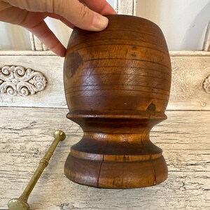 Large Antique Wooden Mortar and Brass Pestle Rustic, Farmhouse Kitchen Decor - Etsy
