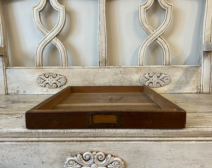Vintage Wooden Draw - Thin, Antique Cabinet Tray With Original Hardware ...