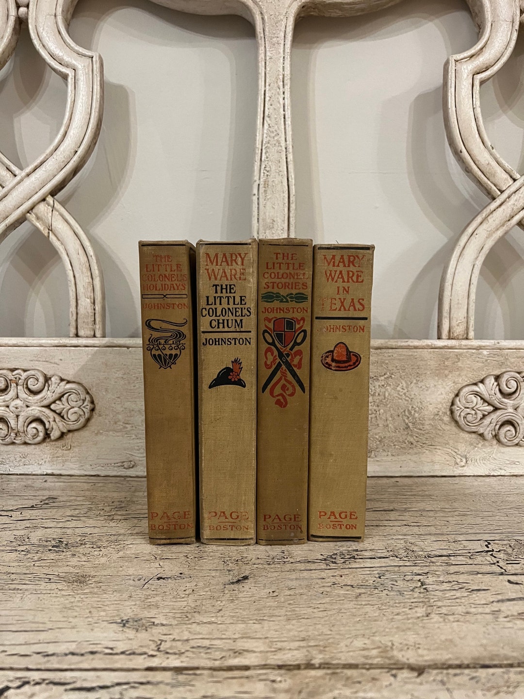 Vintage Rustic Yellow Book Stack Little Colonel and Mary - Etsy