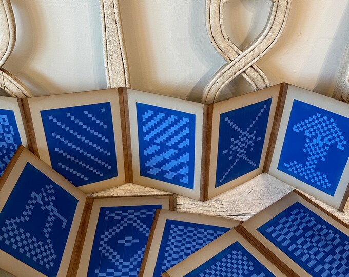 Antique Paper Weaving Album - Paper Weaving Samples - Bright Blue ...
