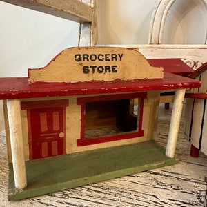 Vintage Model Train Set Houses and Buildings Folk Art Hand Made Rustic ...