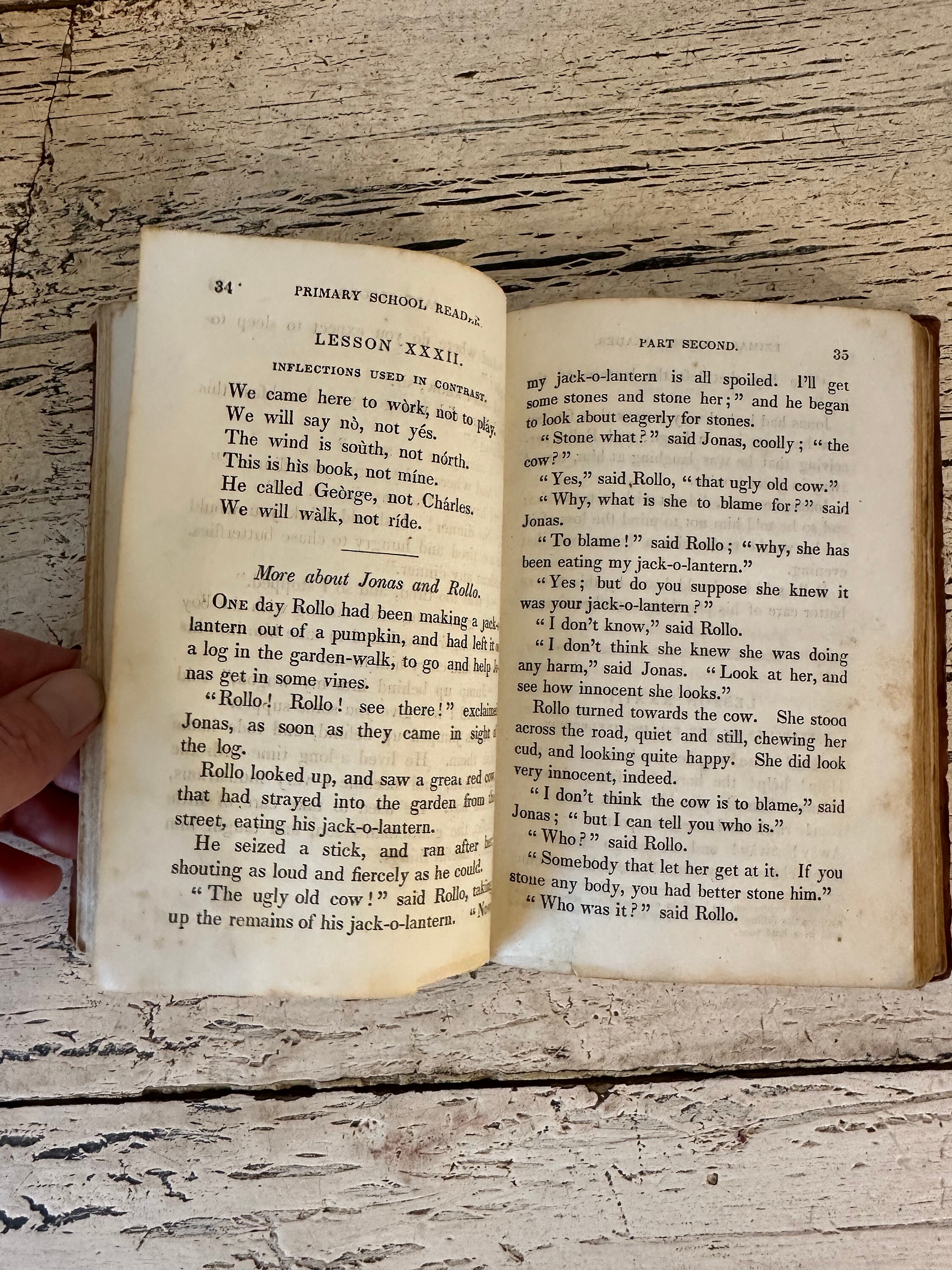 Antique School Book - Swan's Second Reader, 1855 - Rustic Tattered ...